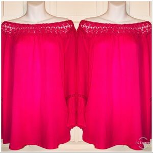 Tops | Plus Size Hot Pink Peasant Top | Poshmark